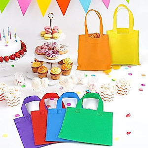 Aneco 30 Pieces 8 by 8 Inches Non-Woven Bags Birthday Party Bags Easter Egg Hunt Bags Rainbow Colors Gift Bag with Handles for Party Favor, 6 Colors
