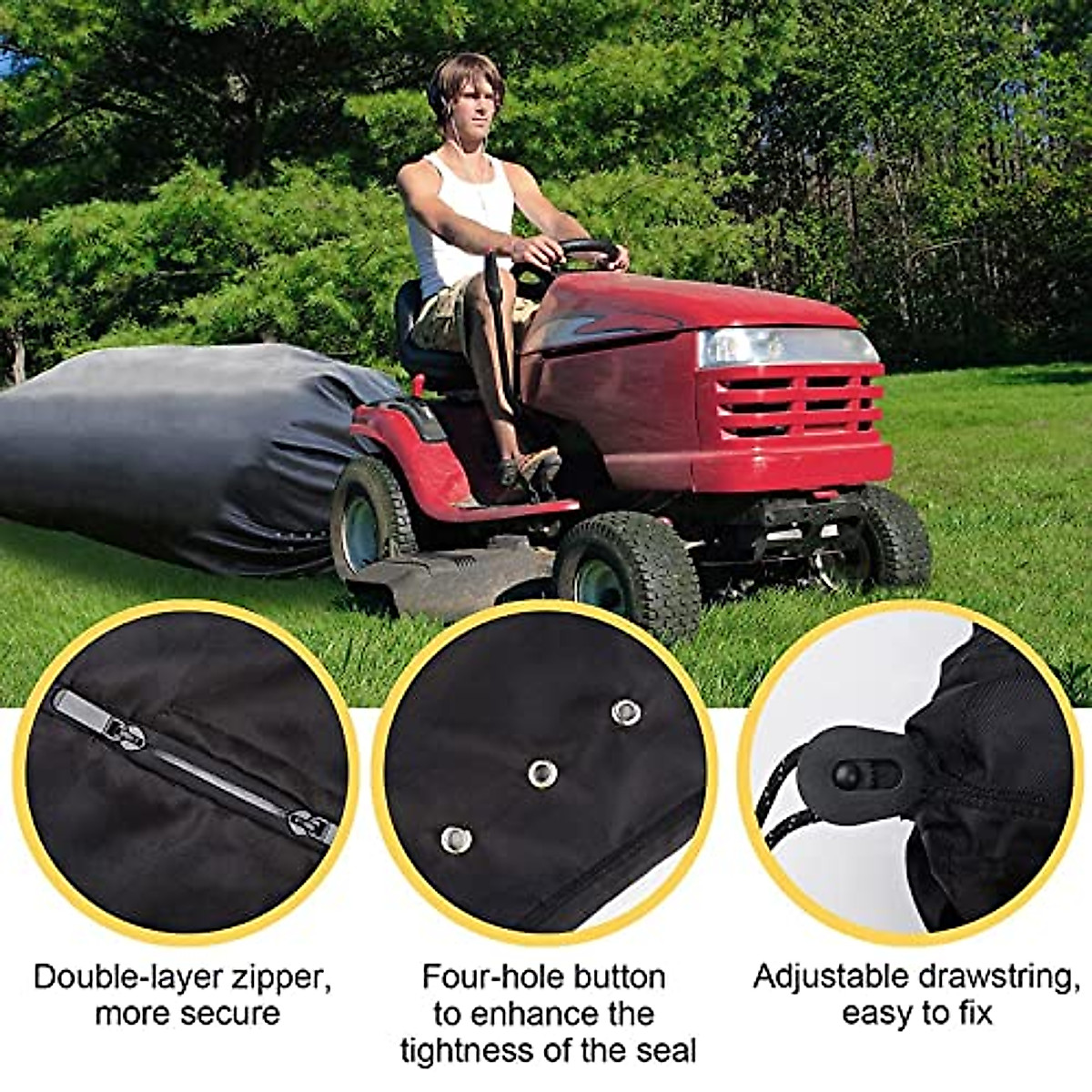 ZEROYOYO Lawn Tractor Leaf Bag - Reusable Grass Catcher Bag for Lawn Mower Tractor, Garden Leaf Cleaning, Latest Upgrade Leaf Bag for Riding Lawn Mower, 54 Cubic Feet Fast & Easy Leaf Collection