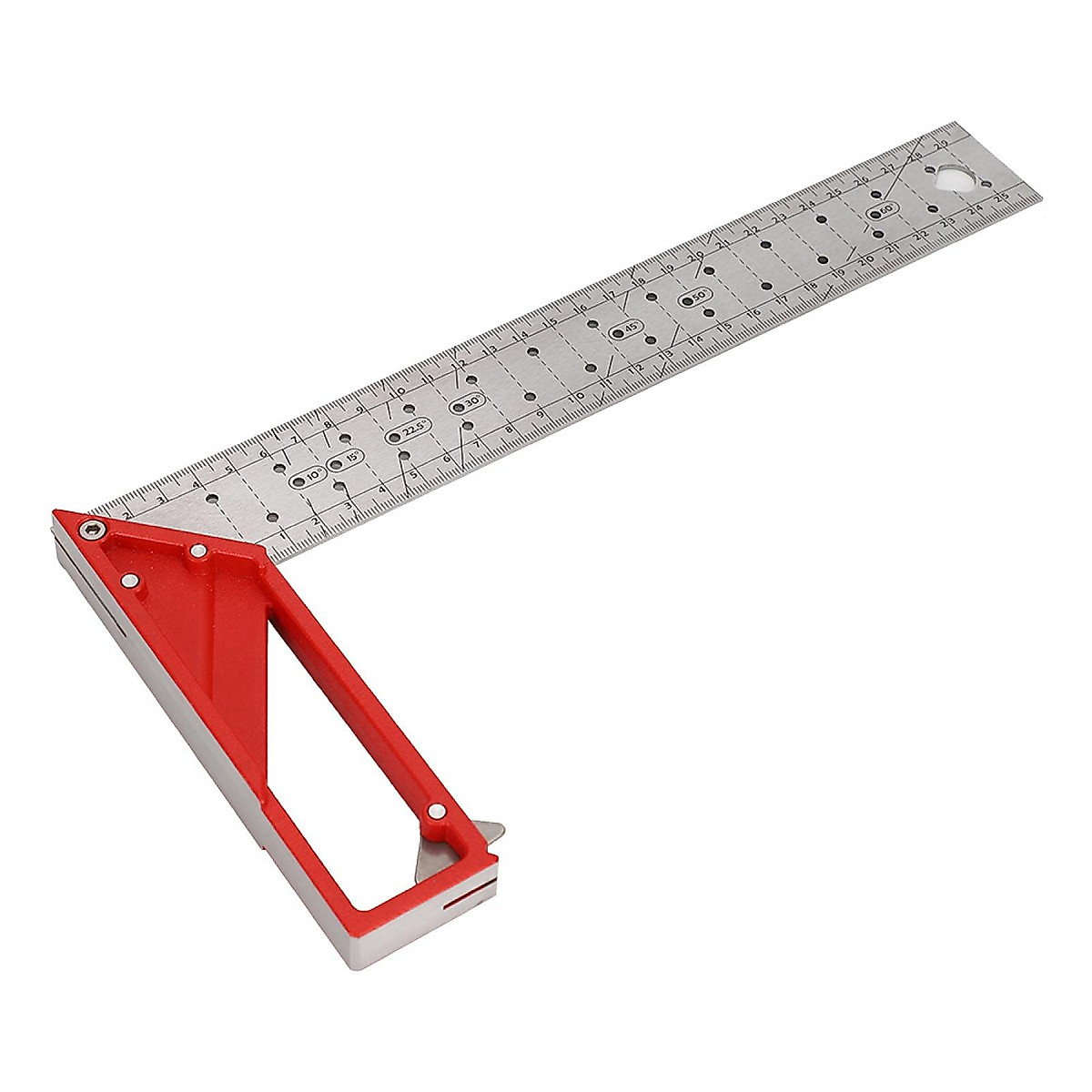 Combination Square, 300mm Multi-functional Right Angle Ruler , Adjustable Stainless Steel Square Angle Ruler , 45/90 Degree Woodworking Try Square Measuring Tool, for Multiple Purposes