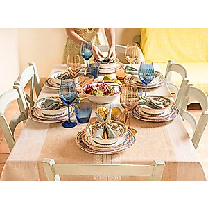 Euro Ceramica Duomo 16 Piece Stoneware Dinnerware Set, Service for 4 – Thanksgiving-Fall-Summer Dishes - Floral Design, Multicolor