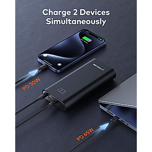 yoocas 65W Power Bank- 20000mAh Portable Charger with USB-C Fast Charging, 95W Total Output for Mac Air/pro,HP,DELL,Lenovo,Steam Deck,Switch,iPad,iPhone,Android.
