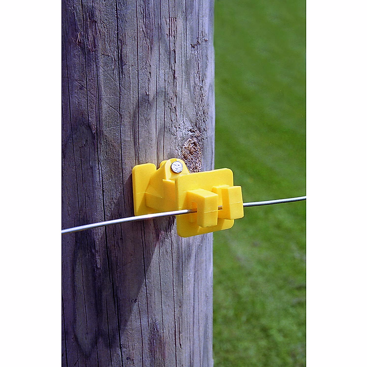 QMARK 25 Pack Electric Fence Wood Post, Nail on Insulators, Nail In Insulators, 1-1/2 Inch Extender Wood Post Insulators with Nails - Yellow (25 Pack)