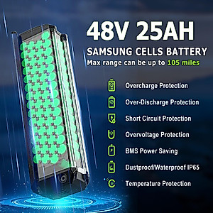 FREESKY 2024 Upgraded Electric Bike 𝟏𝟖𝟎𝟎𝐖, 48V 25Ah Battery Ebike for Adults, 26" Fat Tire Electric Bicycle 35MPH Full Suspension Mountain Beach E Bike, Up to 105 Miles Range