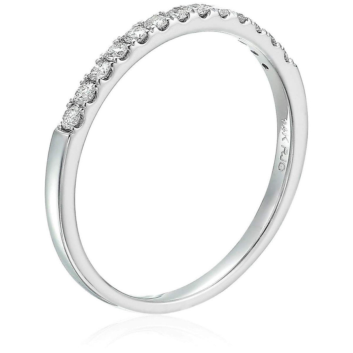 Vir Jewels 1/5 carat (ctw) Diamond Wedding Anniversary Band for Women, Half Eternity Round Diamond Engagement Ring 14K White Gold Prong Pave Set 0.20 cttw, Size 8