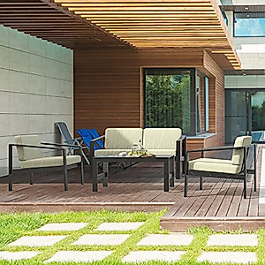 3 Pieces Outdoor Patio Sectional Sofa Couch, Aluminum Furniture Sets, White Outdoor Sofa Sets,Patio Conversation Sets for Restaurant, Outdoor Courtyard, Garden, Open-air Balcony, Poolside