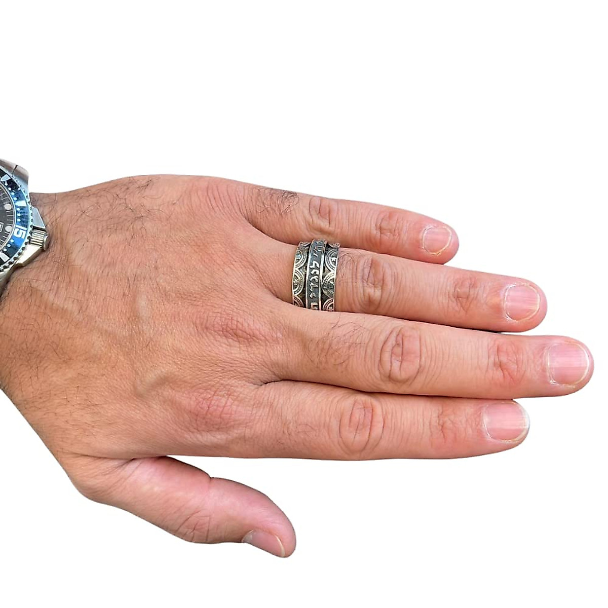 Baltinester Handmade Hebrew This Too Shall Pass Meditation Spinning Barrel Ring in 925 Sterling Silver Jewish Jewelry Size 7 Jewelry