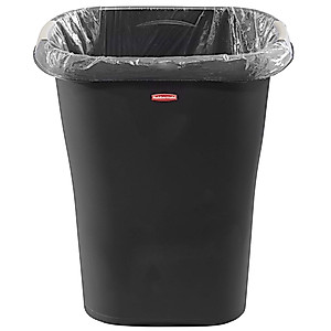 Rubbermaid Open Waste Basket, 32-Court/8-Gallon, Black, Garbage Container Bin for Kids/Adults, Fits under Desk for Kitchen/Home/Office/Bathroom/Dorm