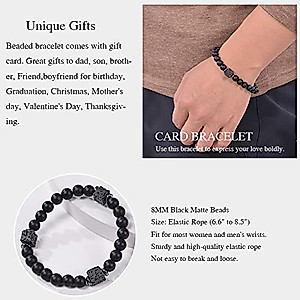 To My Son Bracelet, Mother/Dad and Son Forever Linked Together Mens Natural Beaded Link Bracelet, Handmade Black Agate and Tiger's Eye Stone Bracelets for Son from Mom, Bar Mitzvah Graduation Birthday gifts (lova stone)