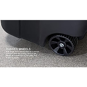 United Solutions 32 Gallon Wheeled Outdoor Garbage Can with Attached Snap Lock Lid and Heavy-Duty Handles, Black, Heavy-Duty Construction, Perfect Backyard, Deck, or Garage Trash Can, 2 Pack