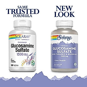 SOLARAY Glucosamine Sulfate 1500 mg, 2 Daily | Healthy Joint Support with Turmeric & Boswellia (60 Serv, 120 CT)