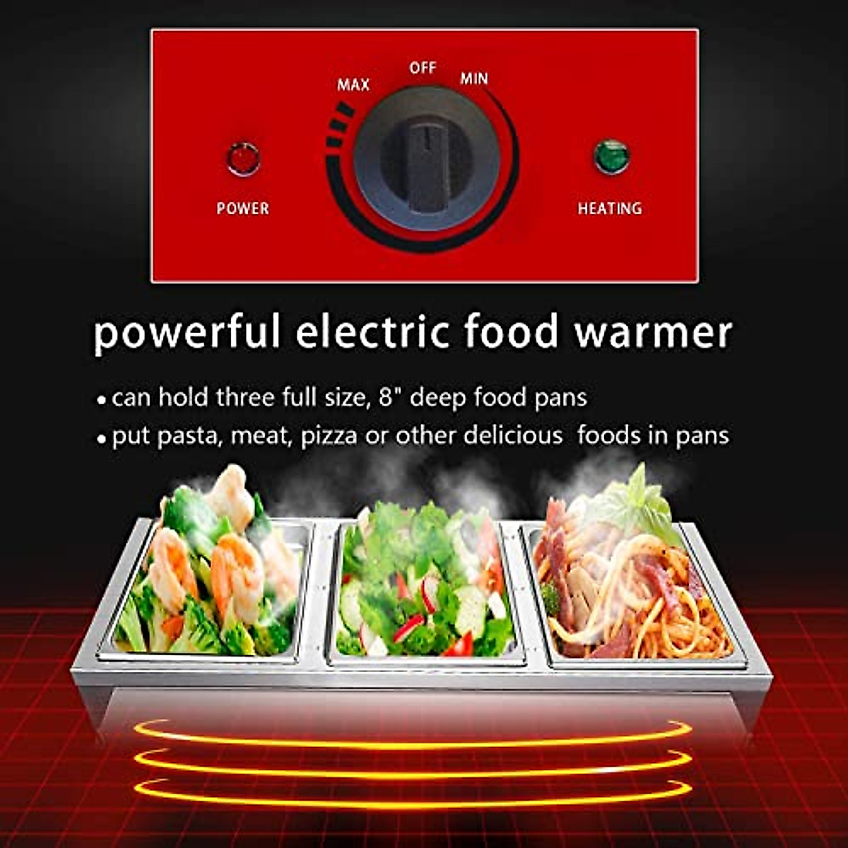 KITMA 5 Open Well Electric Steam Tables - 240 V Warmer Food Table, 36 Quart Electric Hot Food Warm Table for Buffets and Catering, Warming Control Knobs，Front Serving Area