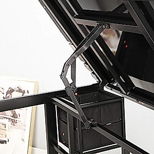 sogesfurniture Adjustable Glass Drafting Table, Versatile Art Craft Station Study Table, Tabletop Adjustable Art/Craft Desk with 4 Rolling Wheels and Slide Drawers for Home Office, Black