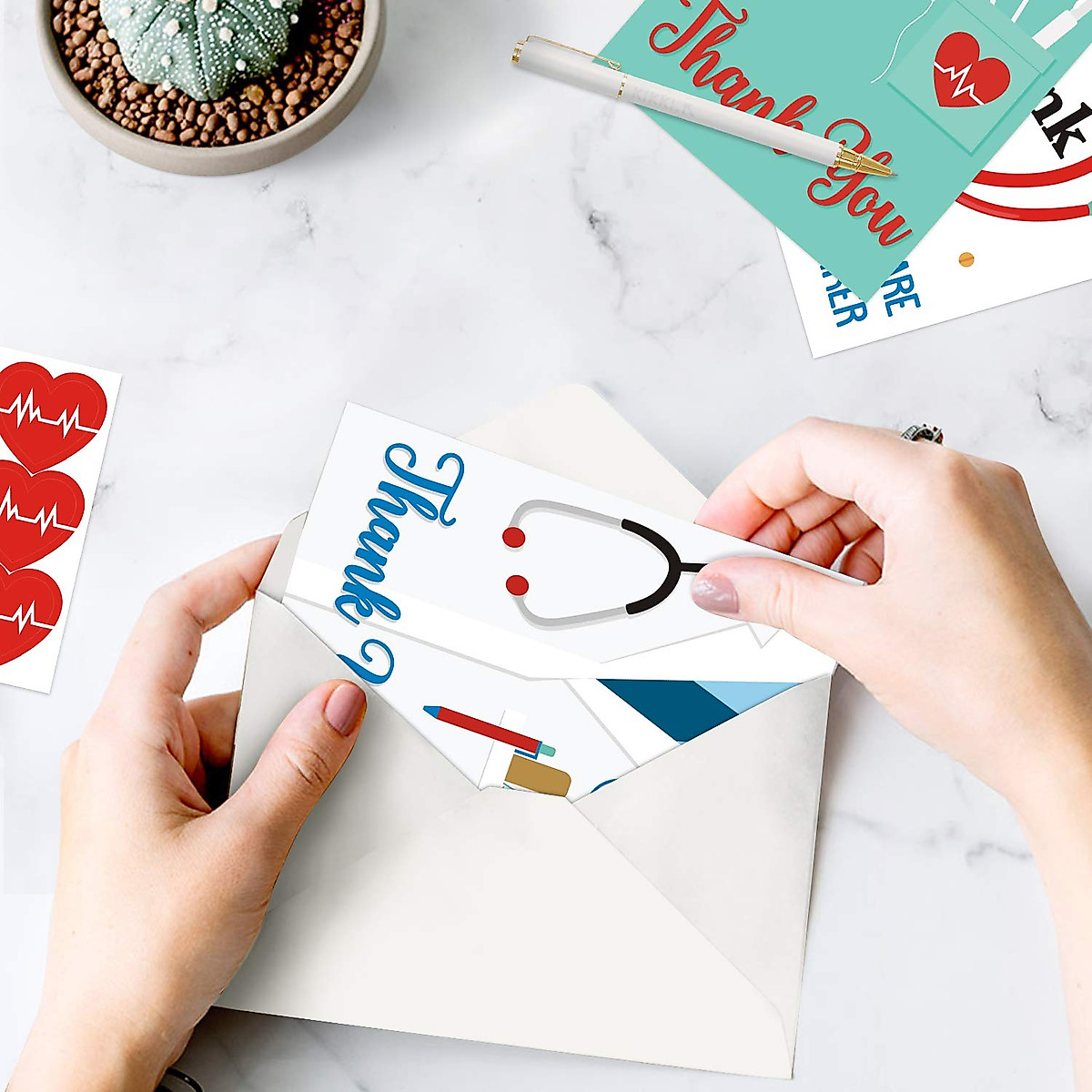 Medical Thank You Cards for Nurses Doctors 36Pcs Medical Cards Healthcare Workers Cards Thank You Doctor Cards with Envelopes and Stickers