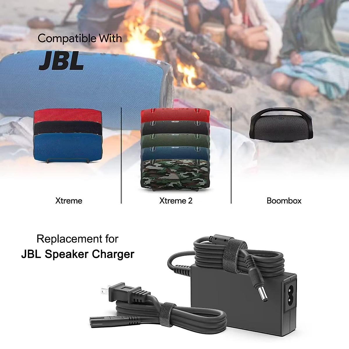 HKY Replacement JBL Xtreme 2 Charger 19V AC DC Adapter Compatible with JBL Xtreme,Xtreme 2,Extreme,Extreme 2,JBL Boombox Portable Wireless Bluetooth Speaker Power Supply JBL Speaker Charger Cord