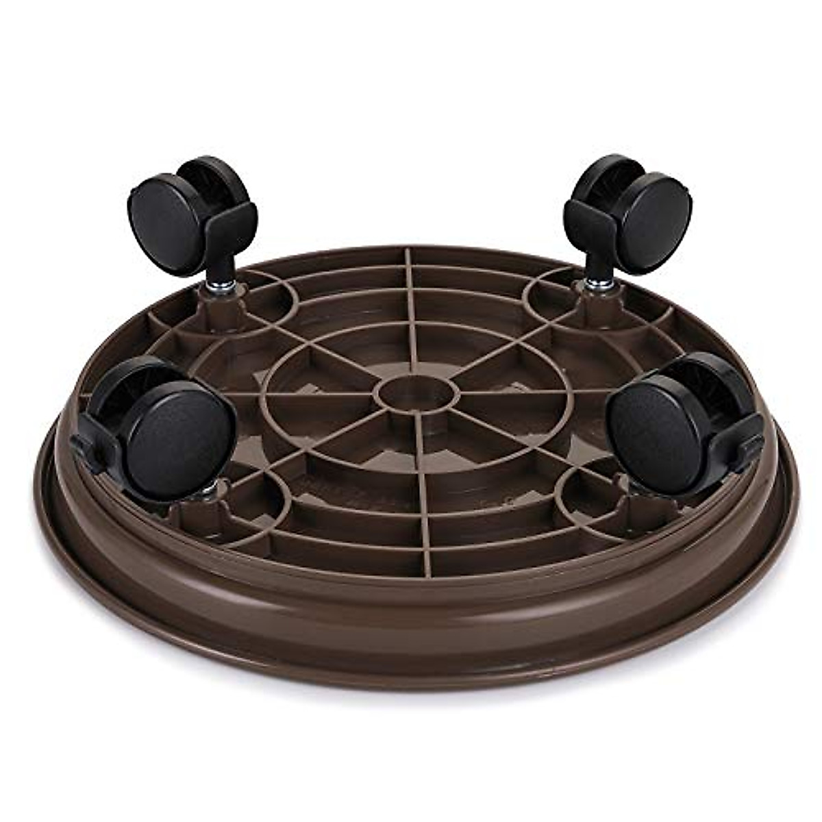 Fasmov 3 Pcs Plant Pallet Caddy Plant Stand Round Flower Pot Mover, Plant Pot Pallet Dolly Caster with Universal Wheels (Brown)