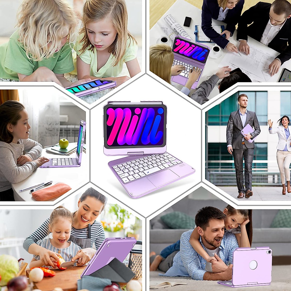 iPad Mini 6 Case with Keyboard, Keyboard iPad Mini 6th Generation 2021 8.3-inch 6th Generation, 360° Rotatable Touchpad Keyboard Case,Thin & Protective for iPad Mini (6th Generation 2021) Tablet
