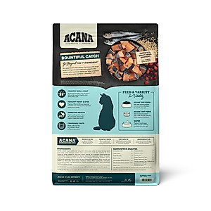ACANA Bountiful Catch Dry Cat Food for Adult Cats, Salmon and Whole Herring Recipe, Fish Cat Food, 4lb