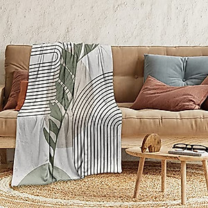 Reateforin Boho Mid Century Throws Blankets Beige Yellow Modern Abstract Throw Blankets Minimalist Sun Boho Geometric Aesthetic Soft Warm Bed Bedding Women Blankets for Couch Bedroom Office 50"x60"