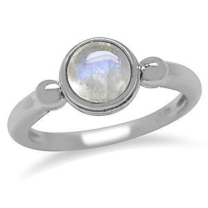Silvershake Natural Moonstone 925 Sterling Silver Solitaire Casual Ring Size 7