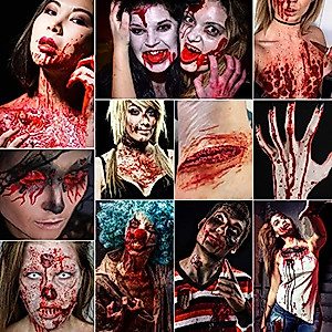 Fake Blood Washable, Fake Blood Makeup Kits- Fake Blood Spray(50ml), Fake Coagulated Blood (30g),Stage Blood(60ml),Halloween Makeup for Clothes,Face,Body Paint,Vampire,Zombie,Clown,Monster,Consumes