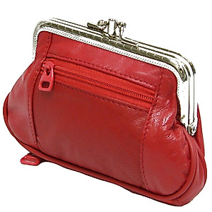 Womens Leather Mini Wallet ID Credit Cards Cash Coin Holder Case Organizer Puse with Framed & Zipper Closures - in 6 colors