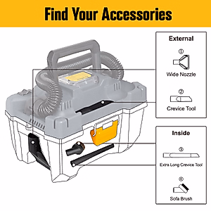20V Cordless Vacuum Cleaner-Wet/Dry Shop Vac,2.6 Gallon Capacity,Compatible with DeWALT Batteries (Battery Not Included),Ideal for Cleaning Car,Home Spaces,and Workshops RCSV-20