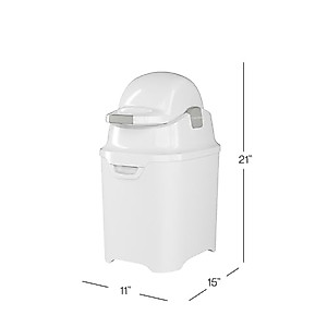 Foundations Mini Diaper Pail with Airtight Lid, Diaper Disposal for Childcare Centers and Homes, Use Any Bag, Durable & Odorless (White)