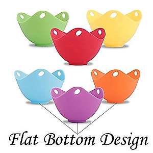 ZDK-C8 Egg Poacher with Flat Bottom Silicone Egg Poaching Cup Egg Pod Poached Egg Maker Silicone Egg Poachers Egg Cups for Soft Boiled Eggs for Microwave, Instant Pot, Cookware (6PCS)