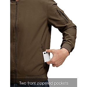 Rdruko Men's Lightweight Bomber Jacket Casual Stylish Fashion Coat Windbreaker(Brown, US M)