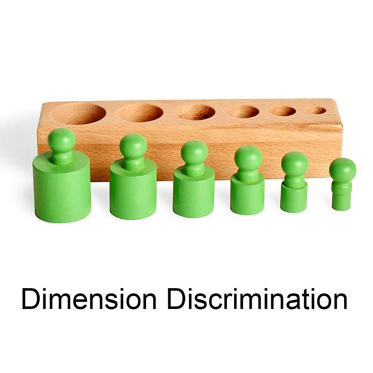 BOHS Montessori Knobbed Cylinders Blocks - 6 Pegs / 6.7 Inches - Colorful Wooden Early Home School Toys - 4pcs Set