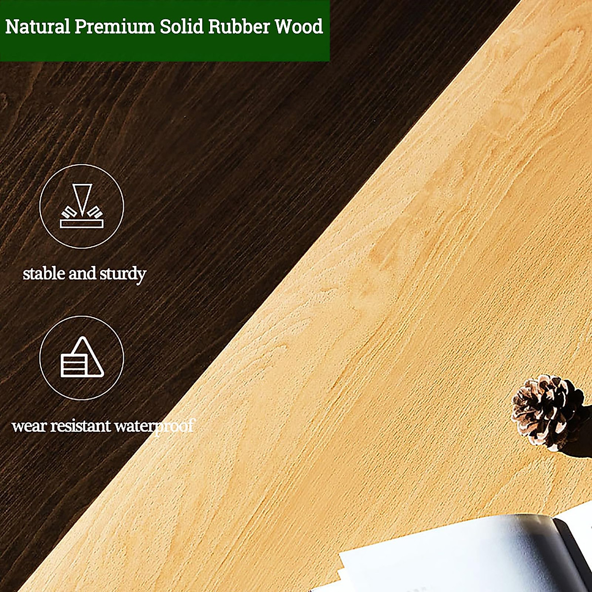 HM&DX Triangle Coffee Table Rubber Wood,Mid-Century Modern Coffee Table Abstract End Table,Small Center Table Wooden Coffee Table for Living Room Home Office(36" Lx23 Wx16 H, Walnut)