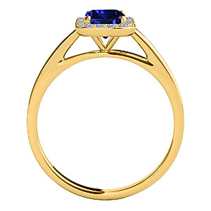 AoneJewelry Aone Jewelry 0.65 Cttw Emerald Cut Natural Sapphire And Diamond Cathederal Style Ring in 10k Gold (White And Yellow), Best Valentinesday Gift