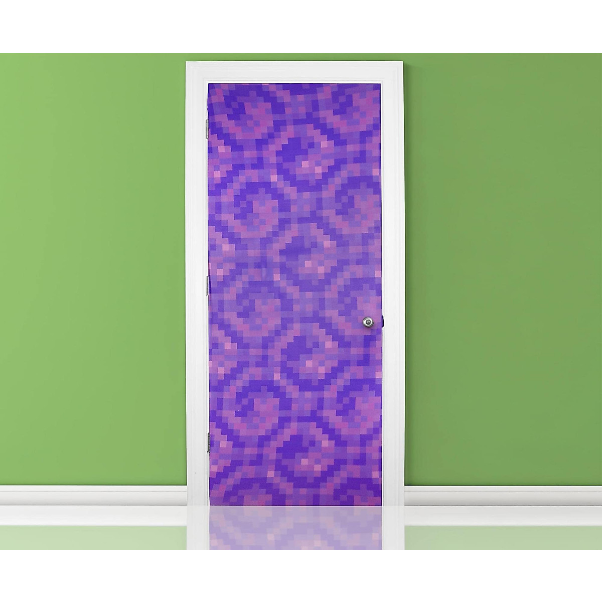 Ukonic Minecraft Purple Nether Portal Gateway Fabric Door Cling | Wall Decorations, Playroom Accessories, Kids Room Essentials Home Decor | Video Game Gifts and Collectibles | 34 x 82 Inches