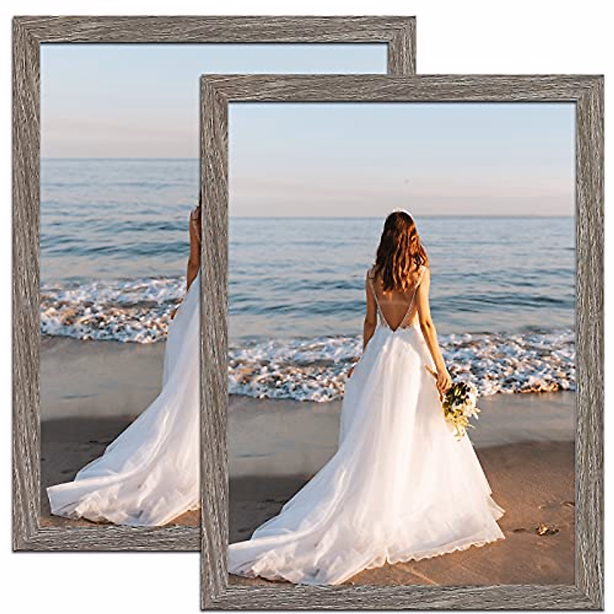 COREAET 16x20 Picture Frames Farmhouse Wooden Photo Frame 2 Pack Rustic Wall Decor for Art Poster, Brown, Plexiglass Cover