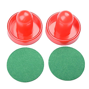 MUZOCT Great Goal Handles Pushers Replacement Accessories for Game Tables - 2 Red Air Hockey Pushers and 4 Red Pucks for Children 2.36"x1.96" Mini size