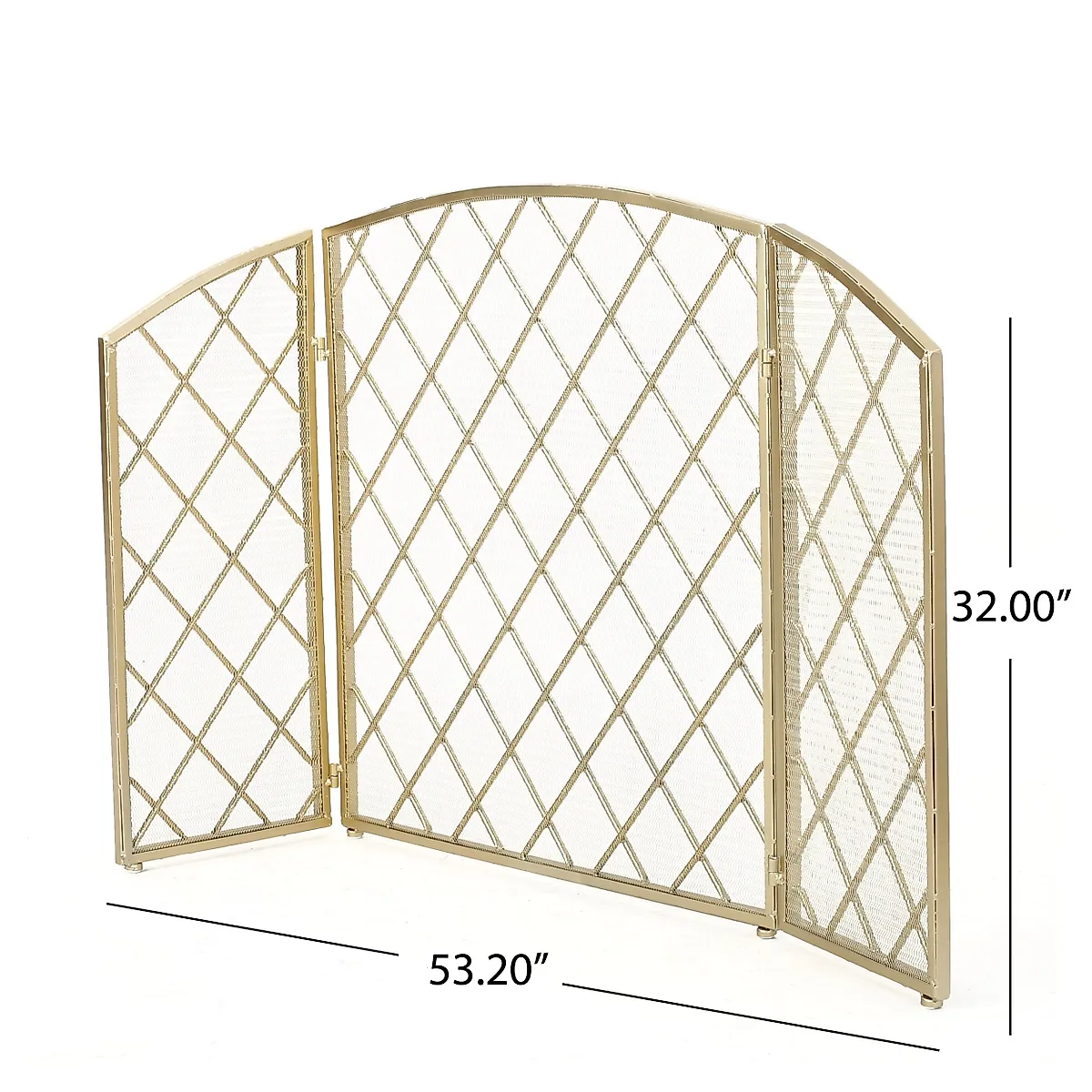 Christopher Knight Home Amiyah 3 Panelled Iron Fireplace Screen, Gold