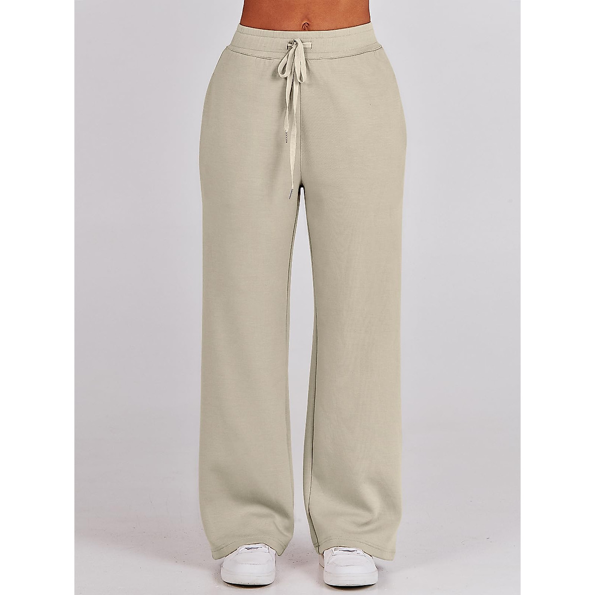 ANRABESS Women 2 Piece Outfits Sweatsuit Oversized Sweatshirt Sweatpants Tracksuit Sweat Lounge Matching Set 2024 Fall Trendy Light Khaki Medium