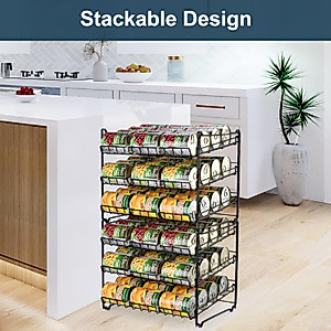 Toplife 2 Pack Stackable Can Organizer Rack, Soda Can Beverage Storage Dispenser Rack, Holds up to 36 Cans for Pantry, Refrigerator, Cabinet or Countertop, Black - Thicker Version