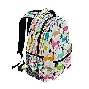 ALAZA Colorful Dachshund Puppy Pug Dog Travel Laptop Backpack Business Daypack Fit 15.6 Inch Laptops for Women Men
