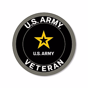 Magnetic Round U.S Army Veteran Magnet (United States Soldier Logo Insignia Official Mag for Cars, Trucks (4 inch) U.S. Army Licensed