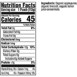 Plum Organics | Stage 2 | Organic Baby Food Meals [6+ Months] | Apple, & Broccoli | 4 Ounce Pouch (Pack Of 6)