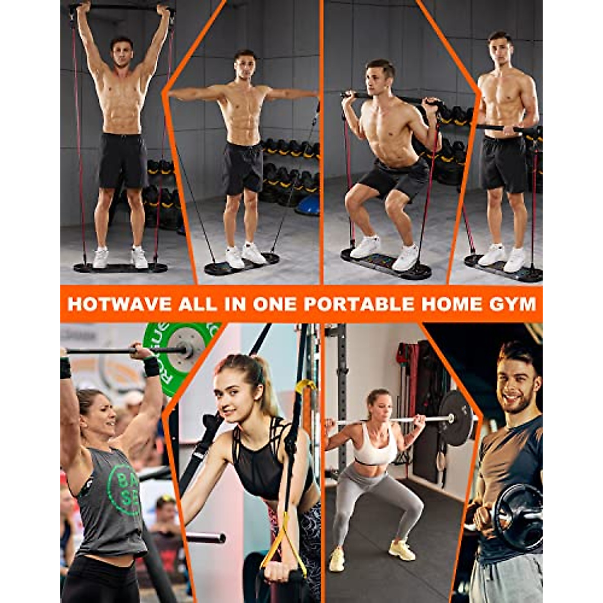 HOTWAVE Portable Exercise Equipment with 16 Gym Accessories.20 in 1 Push Up Board Fitness,Resistance Bands with Ab Roller Wheel,Full Body Workout at Home,Patent Pending