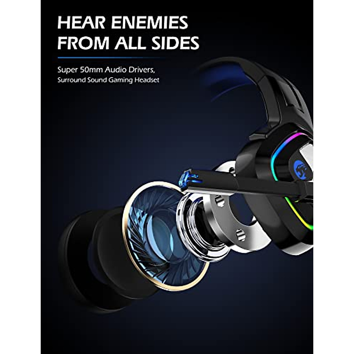 ZIUMIER Gaming Headset PS4 Headset, Xbox One Headset with Noise Canceling Mic and RGB Light, PC Headset with Stereo Surround Sound, Over-Ear Headphones for PC, PS4, PS5, Xbox One, Laptop
