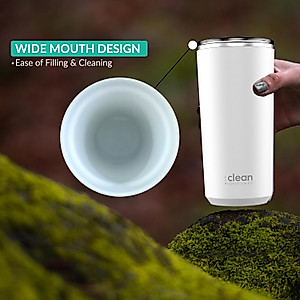 The Clean Hydration Company Insulated Coffee tumbler | Travel coffee mug | Ceramic Lined Tumbler | Iced Coffee Tumbler Cup with Lid | Double Wall Vacuum (White, Tumbler 20oz)