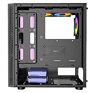 Bgears b-BlackWidow-RGB Black Gaming PC ATX case, Special Ripple effect Front Panel, Tempered Glass side. 2 x USB3.0, 3 x PWM 120mm ARGB Fans, Fan Controller with Remote, Support up to EATX board