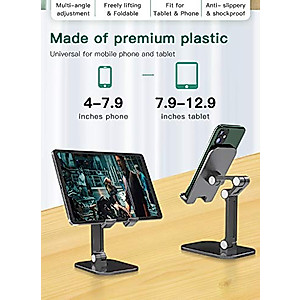 KOPTOR Cell Phone/Tablet Stand, Premiun Luxury Foldable, Portable, Angle/Height Adjustable Desk Phone Dock Holder for iPhone iPad, Samsung, Google Pixel 3.5-7.0-Inch (Silver Onyx)