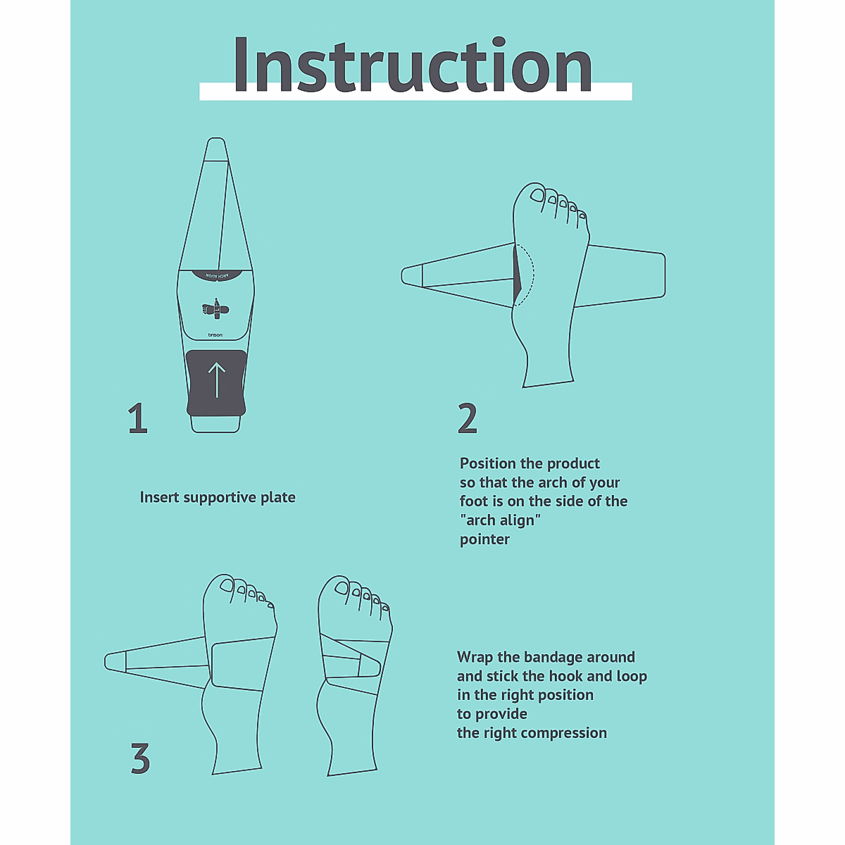 BRISON Plantar Fasciitis Relief - Arch Support Orthotics Inserts Brace - Adjustable Compression Helps with Planters Facetious Flat Foot Pain Foot Care Black