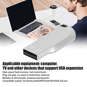 Lazmin112 Flash Drive,Metal Portable Uncovered 2.0 USB Thumb Memory Stick,Pen Drive, for Information Storage Data Transmission, 1/2/4/8/16/32/64/128 GB（Optional）(16g)