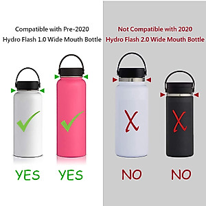 Wongeto Paracord Handle- Survival Strap Cord with Safety Ring and Carabiner - Compatible with Hydro Flask Wide Mouth Water Bottles 12oz - 64 oz Sport Water Bottle Strap Carrier(Red&Black)