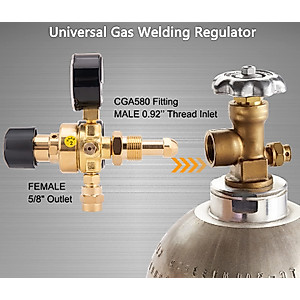 CGA580 Argon CO2 Regulators, Argon Gauges Gas Welding Regulator Compatible with Mig Tig Miller Lincoln Weld 0-4500PSI / 0-10BAR - CO2 Argon Regulator with 6.6Ft Hose